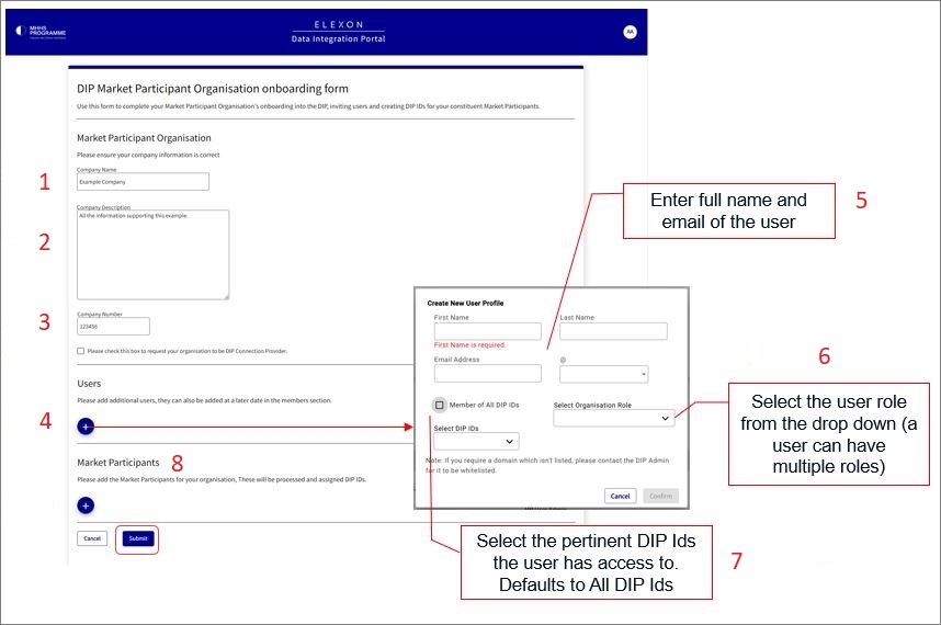 Step 1: Accessing DIP and verifying company details - Elexon